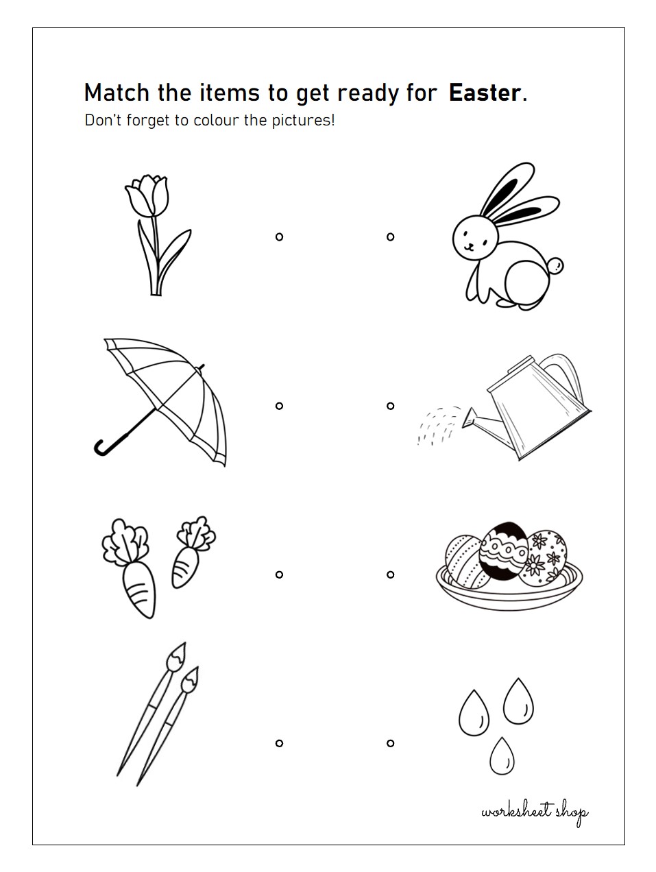 Match Easter items – Worksheet Shop